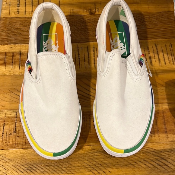 Vans | Shoes | Vans Classic Slip On Rainbow Foxing Truewhite Lgbtq ...
